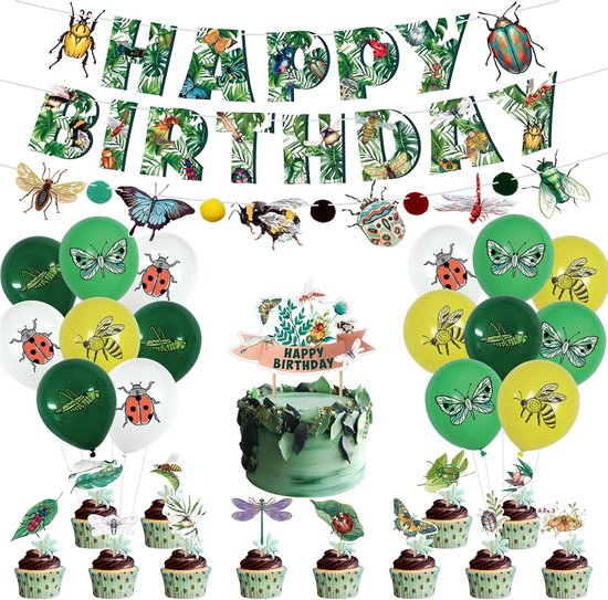 Insect Party Decorations - Insect-Themed Balloons - Happy Birthday ...