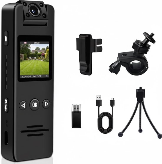 White-Label® Bodycam - Action Cam - Bewegingsdetectie - 180º Draaibare ...