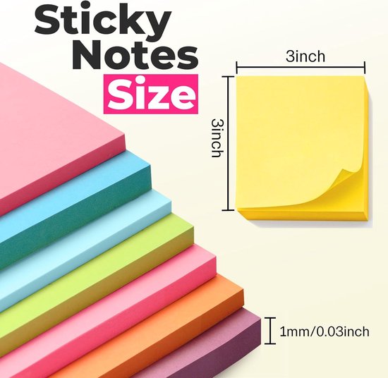 8 Stuks - Sticky Notes Gekleurde - Memoblok - met 800 Memoblaadjes ...