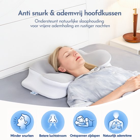 Anti Snurk Kussen – Vlinderkussen – Apneu Slaapkussen – Ademvrij ...