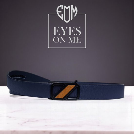 Blauwe 150cm nerflederen riem zonder gaatjes met automatische gesp voor heren met een... | bol