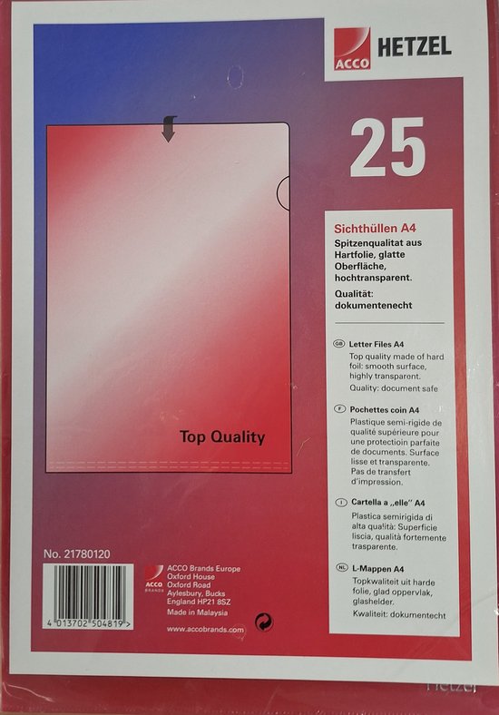 Premium L-mappen A4 Rood (25) | bol