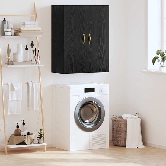 Wandkast | Hangkast | Muurkast | Opbergkast Zwart eiken 69.5 x 34 x 90 ...