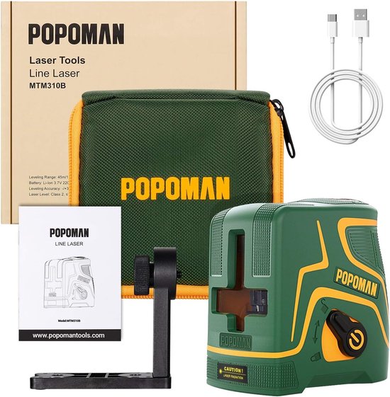 POPOMAN MTM310B - Laser à lignes croisées - Vert - Portée de 45 m ...