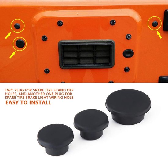 Rubber Tailgate Plugs 3pcs - Tailgate Plugs voor JK 2007-2018 ...