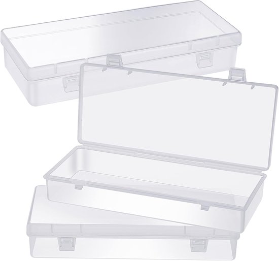 3pcs Kleine Plastic Opbergdozen met Scharnierende Deksel - Rechthoekige ...