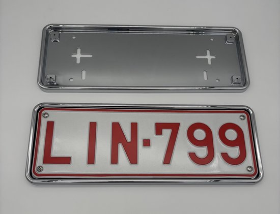 Nummerplaathouder Oud Formaat PVC CHROME 340 x 110 mm - 1 stuk | bol