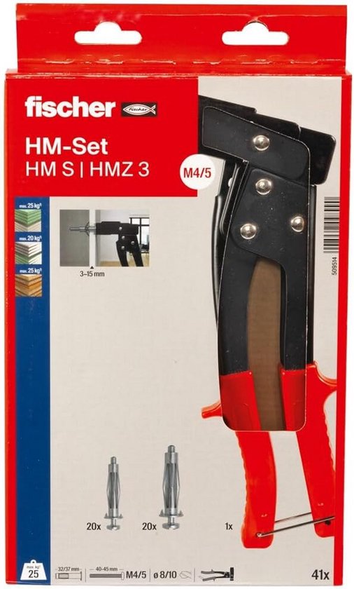 Set tang en 40 metalen pluggen voor holle constructies - betrouwbare ...
