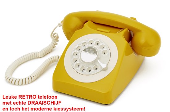 Retro vaste telefoon - met draaischijf - toonkiezend - mosterd | bol