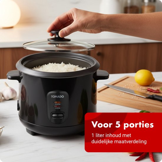 Tomado TRC1001B - Rijstkoker - Inhoud 1 liter - Warmhoudfunctie - 5 ...