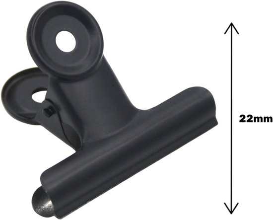 3 stuks - Zwarte bulldog clip -Bulldog Clip - Zwarte Knijpers - 22 mm ...