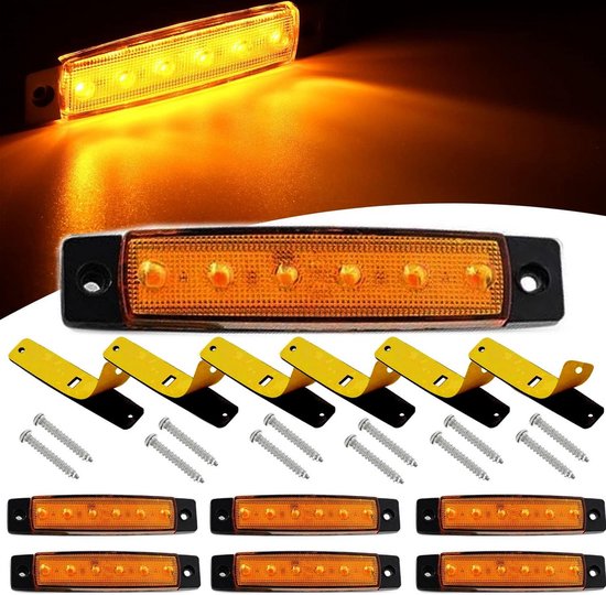 Set de 6x Feux de Balisage Latéral LED Jaune - Éclairage Universel pour ...