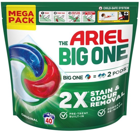 2 x 40 Capsules Ariel 3in1 Bright Colors Pods The Big One Original ...
