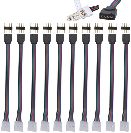 RGB 10 x 5050 3528 LED Strip Connector Kabels 4 Pin Voor TV Backlights ...