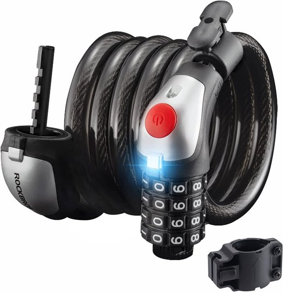 Kabel Fietsslot met Hoge Beveiliging - 4 Cijfers Combinatieslot - 180cm ...