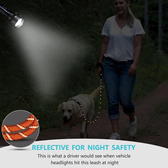 Sterke Touw Hond Leiband met Neopreen Handgreep en Reflecterende Draad ...