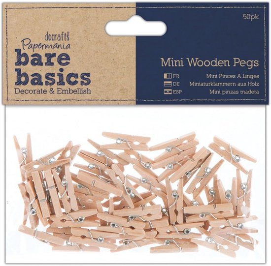 50x Houten Mini Knijpers - Natuurlijk Hout voor Knutselen, Decoratie en ...