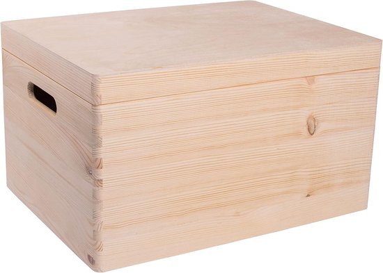 Grote Houten Kist met Deksel en Handvatten voor Creatieve Opslag | bol