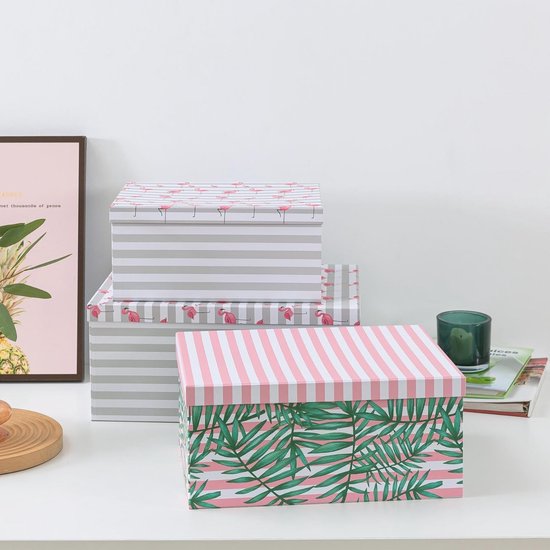 Tropische Opbergdozen Set van 3 - Decoratieve Kartonnen Dozen met ...