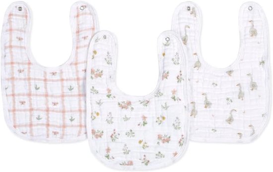 3-Pack Katoenen Mousseline Baby Slabbetjes met Druppelbescherming | bol