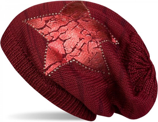 Gebreide Muts met Vintage Sterren en Strass Rand - Warme Longbeanie ...