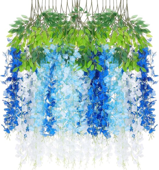 24x Hangende Blauwe Regen Nep Bloemen Slurven - Kunstmatige Wisteria ...