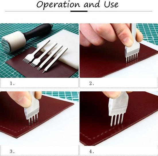 Luxe IJzeren Drevel Set - Gaatjes Maken In Leer - Priem - Leernaalden ...