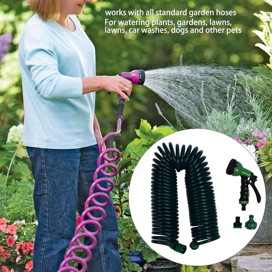 Tuin-Waterslang voor Planten en Gazons - Telescopische Lente Buis - 15 ...
