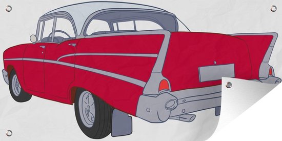 Wanddecoratie buiten tekening van de achterkant van een muscle auto ...