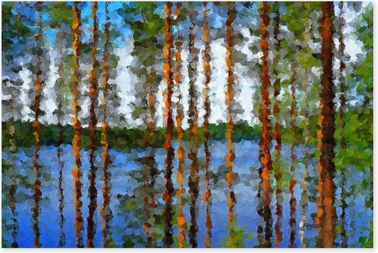 Graphic Message - Schilderij op Canvas Scandinavië - Bomen Landschap - Abstract | bol