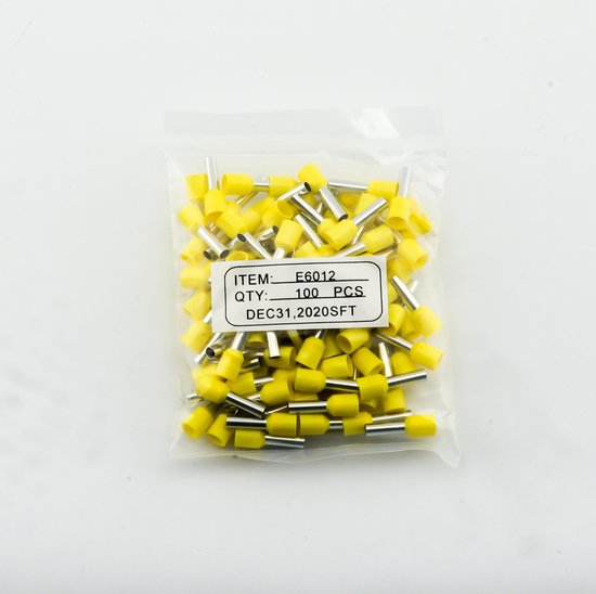 Aderhuls 6mm2 enkel geel, 12mm lang aderhulzen, draad eind hulz ...