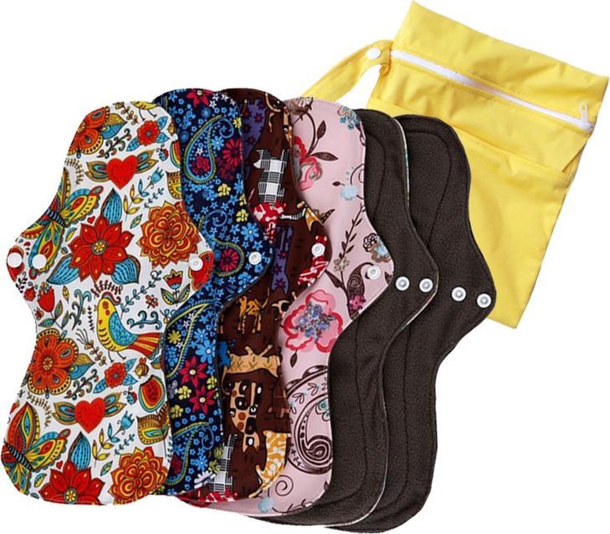 Wasbare maandverband-bamboe XL - set van 6 stuks - inclusief tasje ... Wasbare maandverband-bamboe XL - set van 6 stuks - inclusief tasje ...