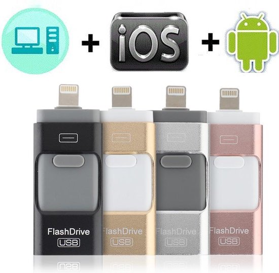 WiseGoods Dual USB Stick 128GB - 3 in 1 - iPhone, Android USB 3.0 ...