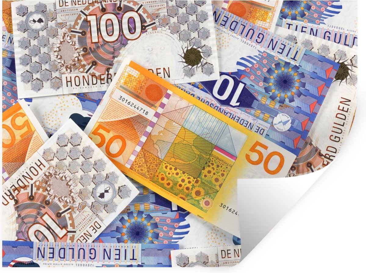 Muurstickers - Een stapel Nederlands briefgeld van het gulden tijdperk ...