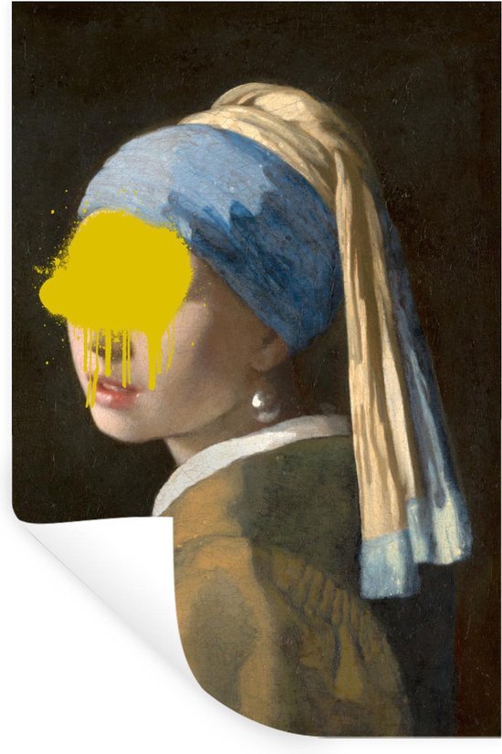 Muursticker Oude meesters - Meisje metparel van oude meester Johannes ...