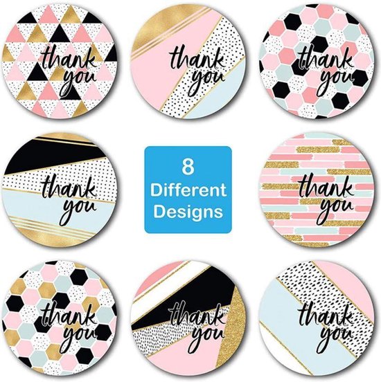 Thank you stickers - Sluitsticker - Sluitzegel - Bedankt stickers - Roze 50 stuks | bol