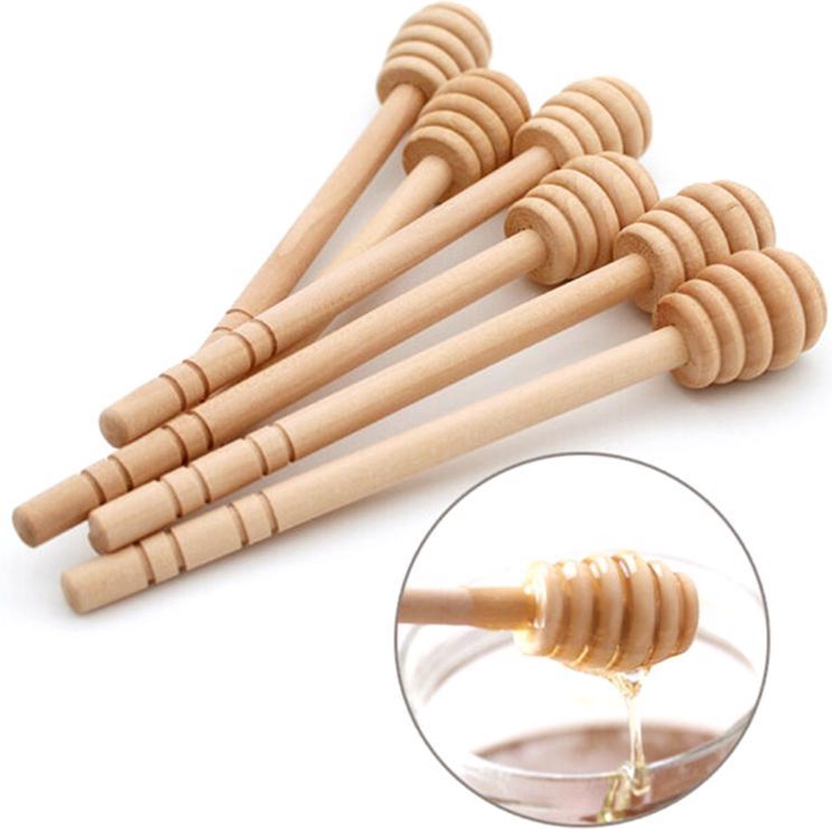 WiseGoods Luxe Houten Honing Lepel - Honing Dipper - Honinglepel ...