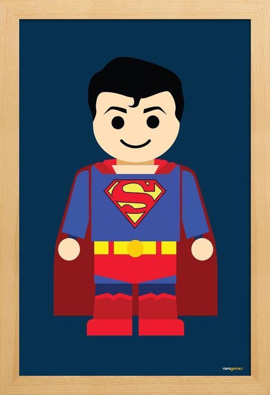 JUNIQE - Poster in houten lijst Superman Toy -30x45 /Blauw & Rood | bol.com