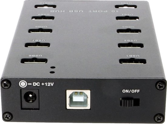 usb hub 10 poort met usb-a aansluiting - Zwart | bol.com