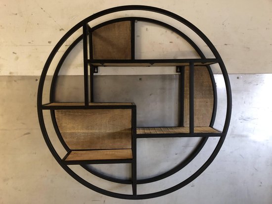 ronde wandkast - industrieel Ø80 - 4 planken - retro | bol.com