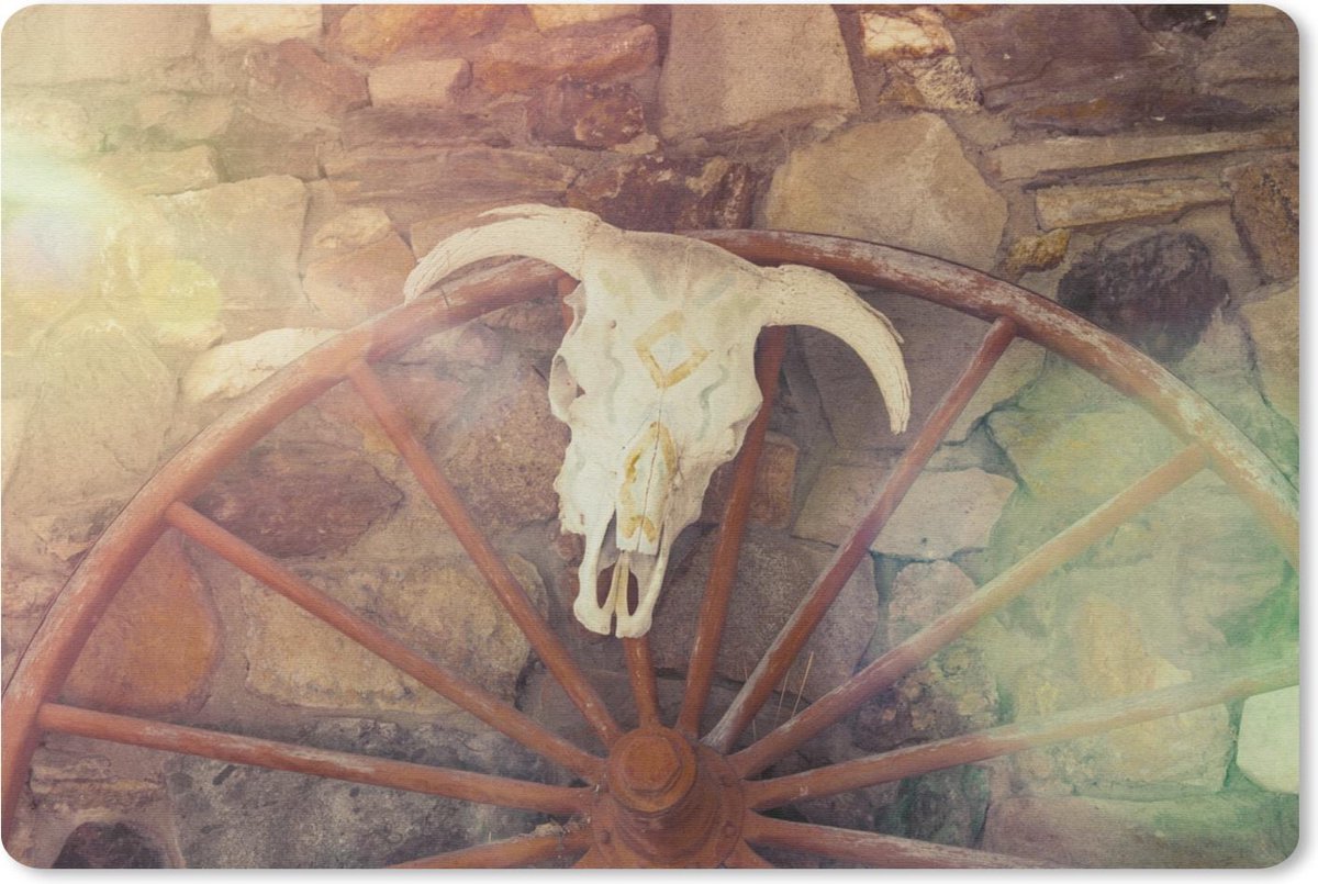 Bureau onderlegger - Muismat - Bureau mat - Oude schedel van een koe ...