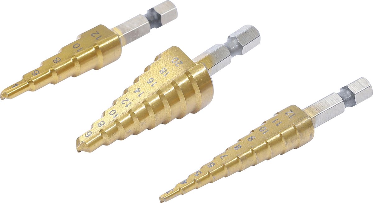 BGS - Traps Boren Set - 3 stuks - HSS - gatenboren set - Metaal en Hout ...