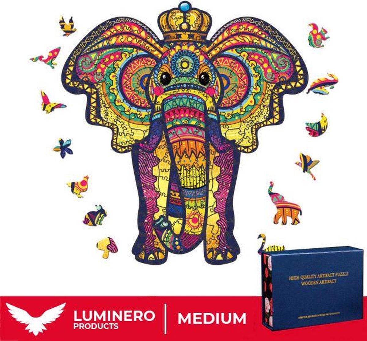 Luminero™️ - Jigsaw Houten Puzzel - Olifant Medium Formaat – Wooden ...