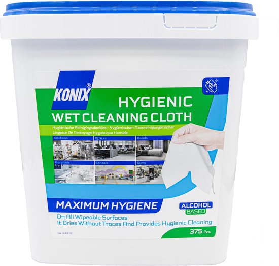 6 stuks Konix Hygienic Wet Cleaning Wipes Bucket 375 pcs | bol