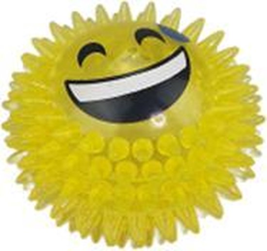 Stuiterbal met smiley gezichtje - Geel - geeft licht | bol