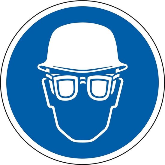 Helm en bril verplicht bord - kunststof 400 mm | bol
