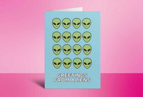 Kaart - Greetings From Aliens - Aliens - UFO - Grappig - Verjaardag ...