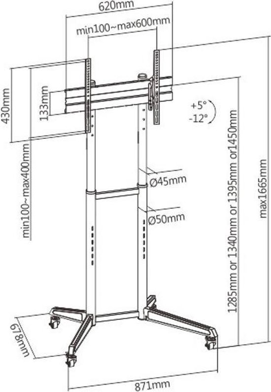 Tv monitor standaard verrijdbaar - beurs statief - hoogte instelbaar ...