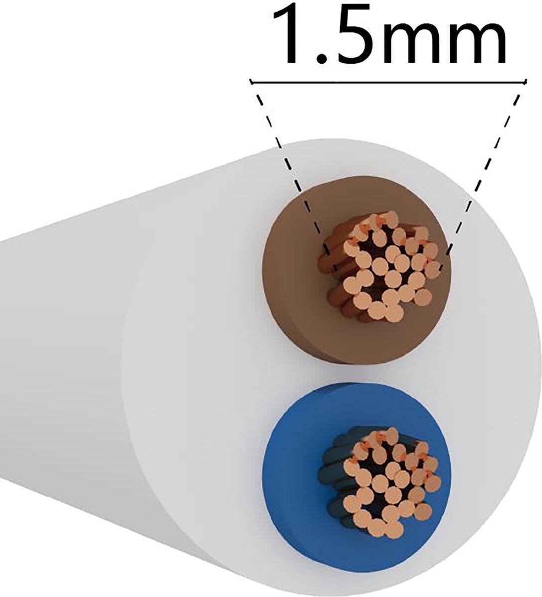 Câble d'alimentation - 2x1,5mm - 2 fils - 1 mètre - Wit | bol.com