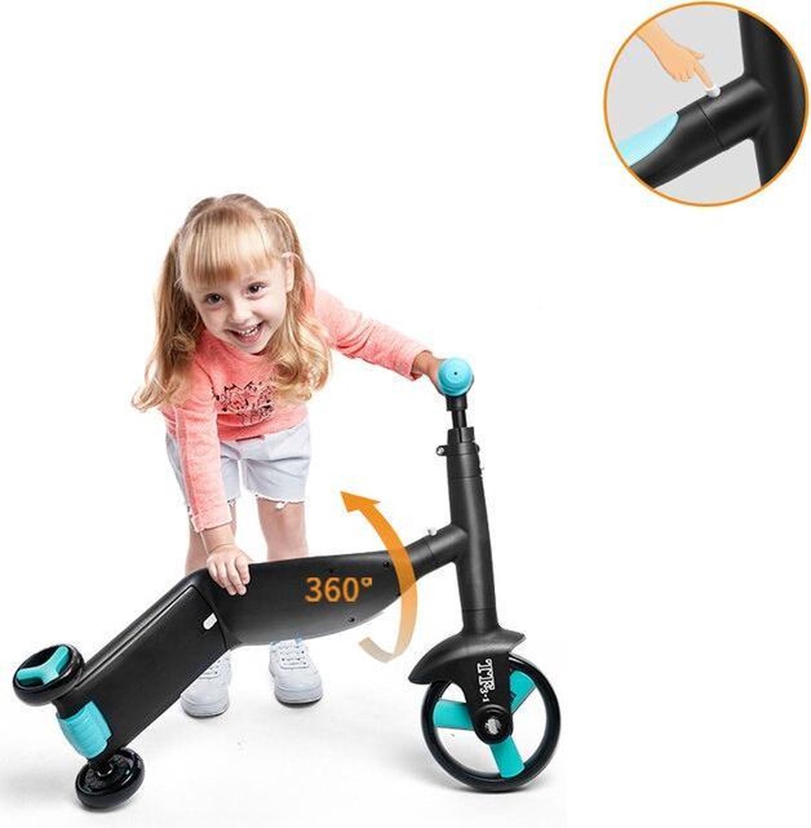 Kinder step - Fiets - Loopwagen - 3 in 1 scooter - Blauw/Rood - Peuter ...